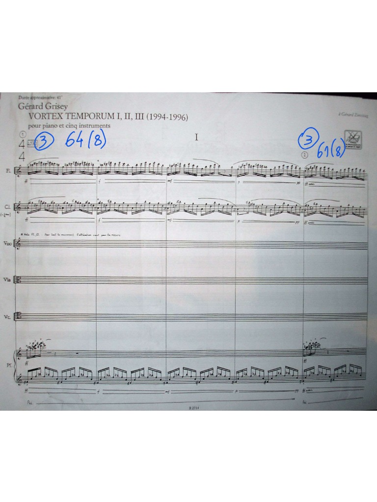Gérard GRISEY - Vortex Temporum - Partitura Anotada | PDF