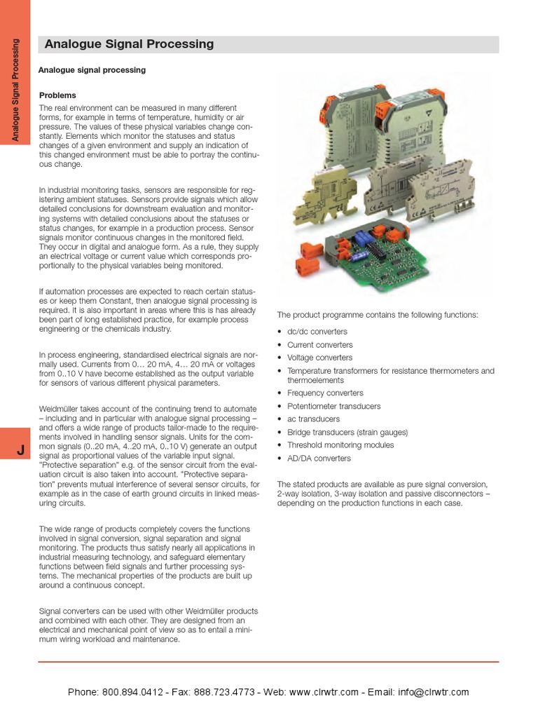 Weidmuller Analog Signal Conditioners | PDF | Power Supply | Sensor