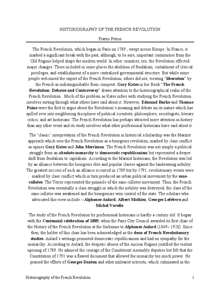 Historiography of The French Revolution | PDF | French Revolution | Marxism
