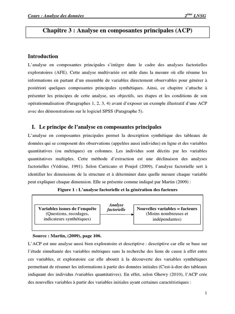 Chapitre 3 Analyse en Composantes Principales - ACP | PDF