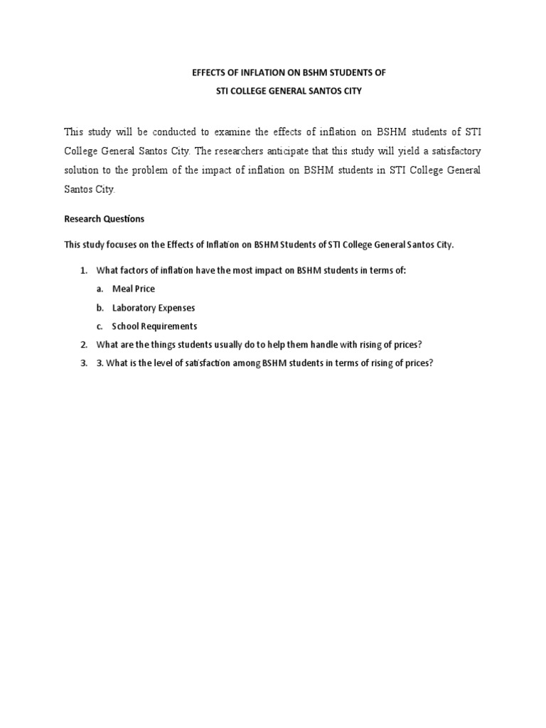 Inflation's Impact on BSHM Students | PDF