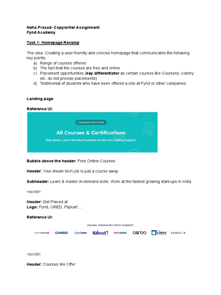 Neha Prasad - Copywriter Assignment - Fynd | Download Free PDF ...