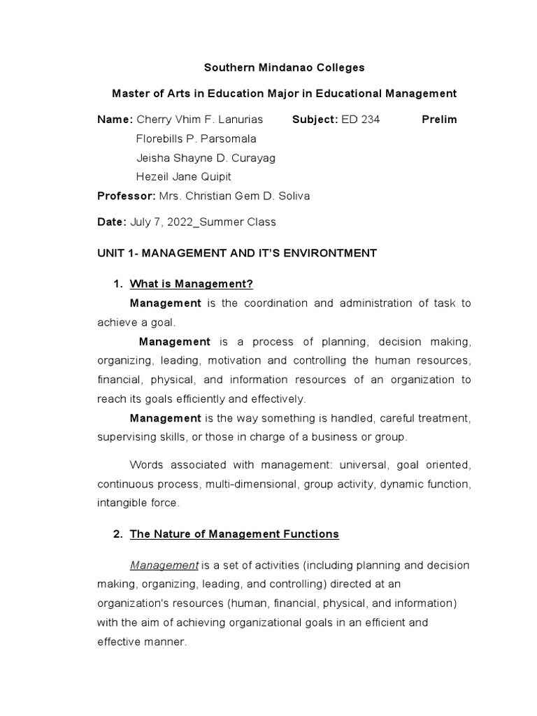 Understanding Management Concepts | PDF | Curriculum | Goal