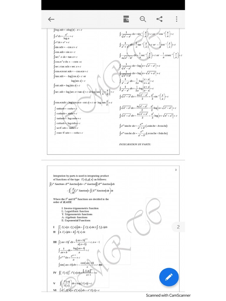 Diff & Integ Formulas | PDF