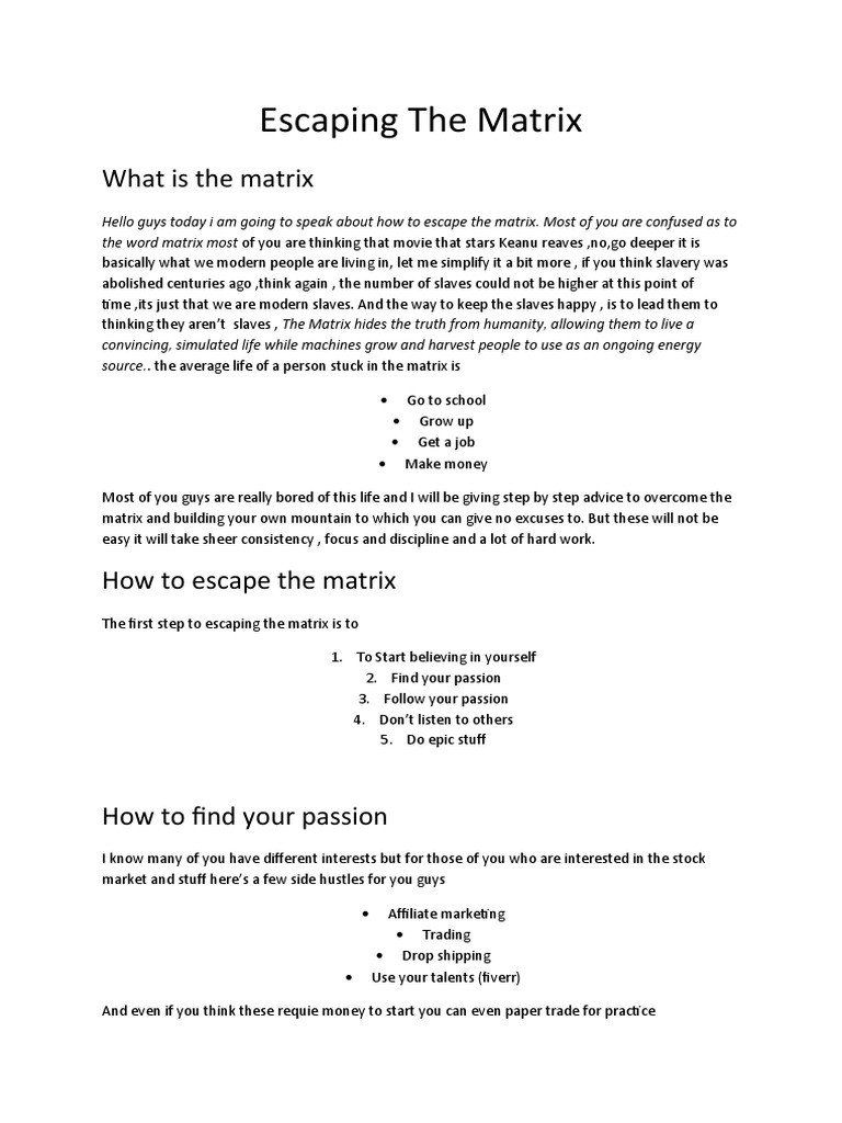 Escaping The Matrix | PDF