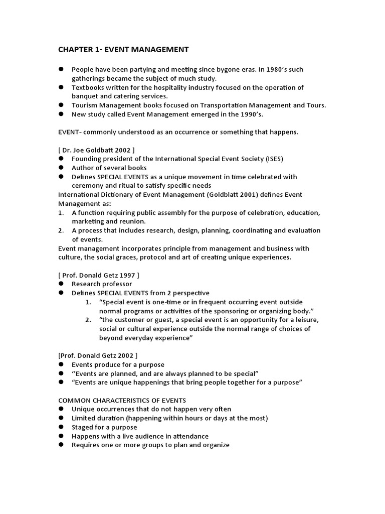 Chapter 1 - Event Management | PDF