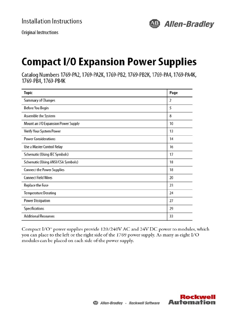 Fonte Rack CompactLogix (1769-PA4) | PDF