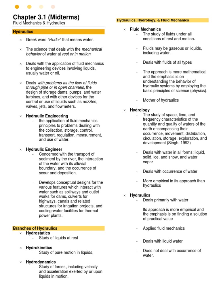 Midterms Hydraulics | PDF | Fluid Dynamics | Physical Quantities