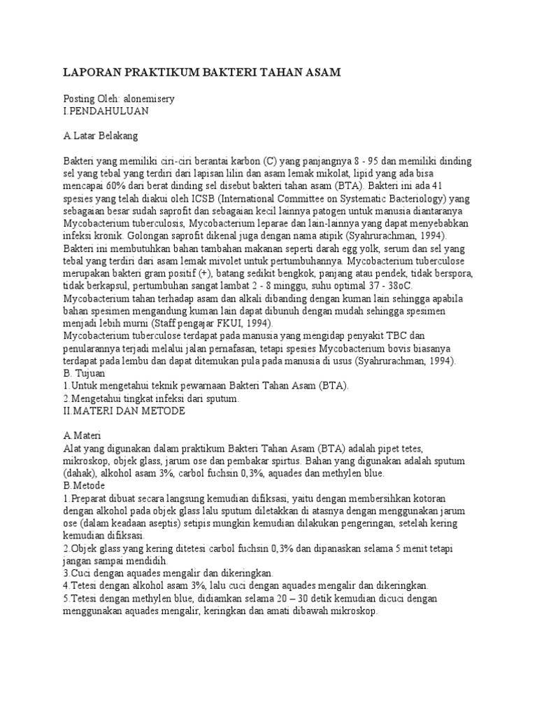 STANDARISASI PENILAIAN BAKTERI TAHAN ASAM SECARA MIKROSKOPIS | PDF