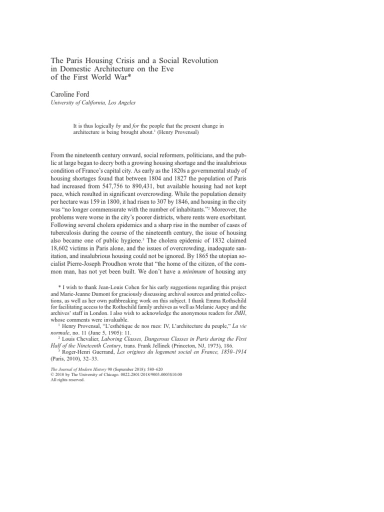 The Paris Housing Crisis and A Social Re | PDF | Paris | France
