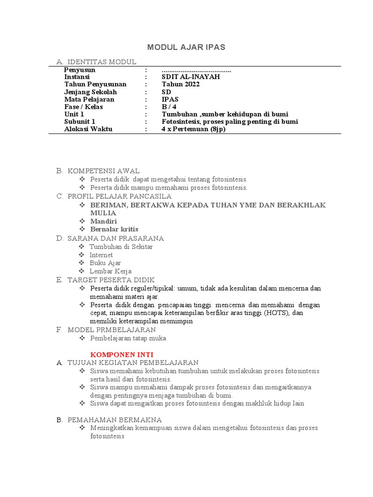 Modul Ajar Ipas | PDF | Karier & Perkembangan | Sains & Matematika