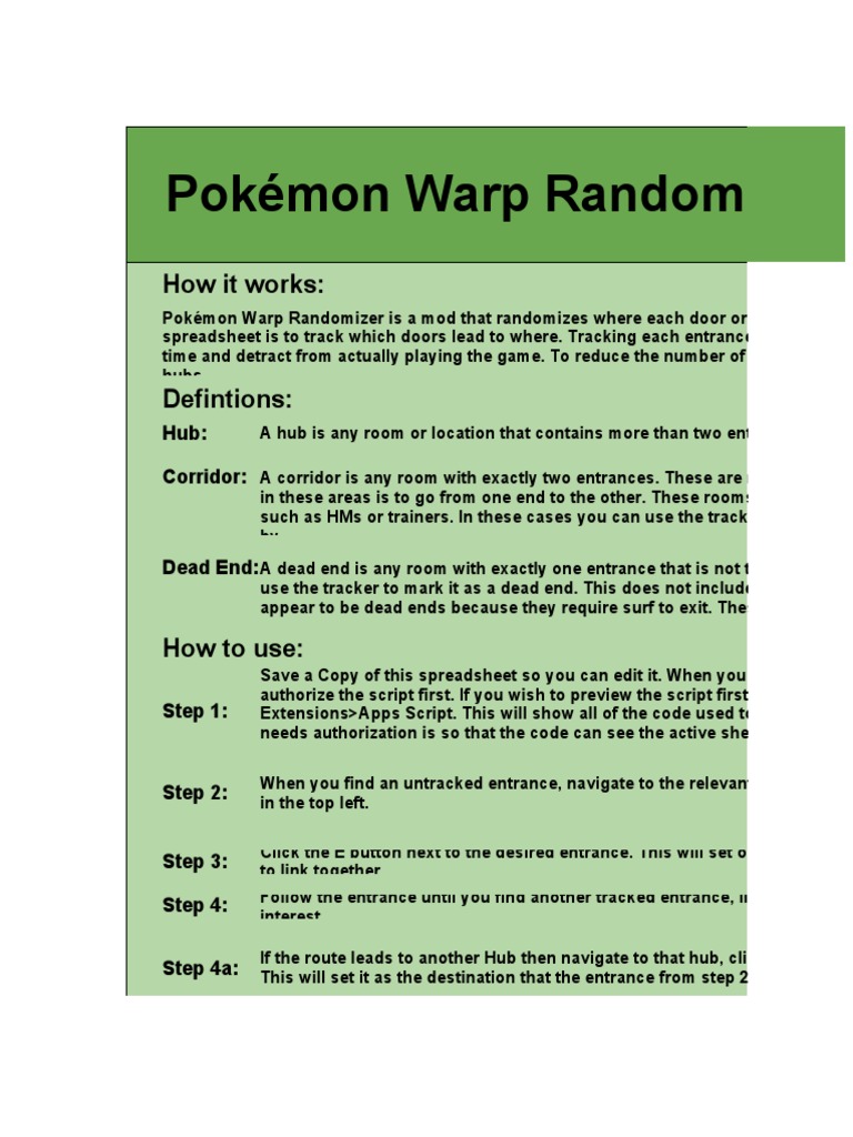 Navigating The Randomized World A Tracker For Pokémon Warp Randomizer