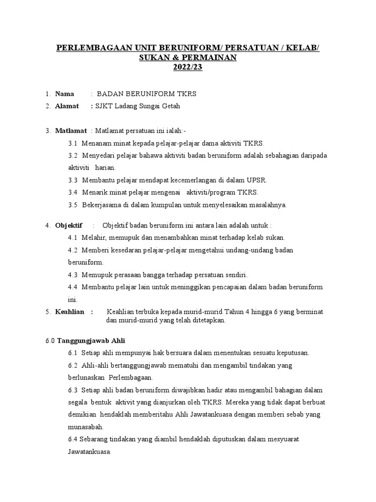 Perlembagaan Unit Beruniform 22 | PDF