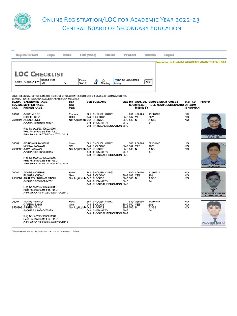 Xii Loc 2022 23 | PDF