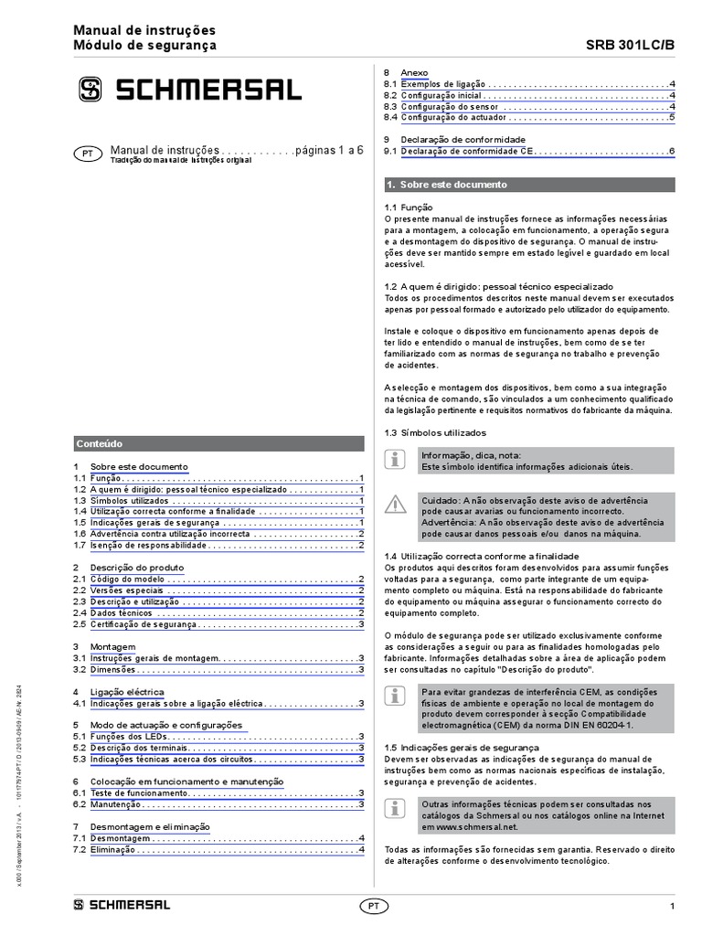 Manual segurança módulo SRB 301LC/B | PDF | Rede elétrica | Relé