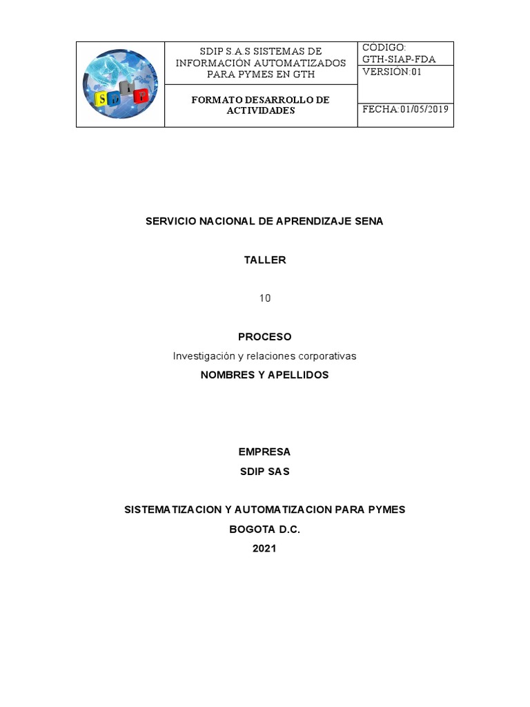 Formato Desarrollo de Lineamientos | PDF