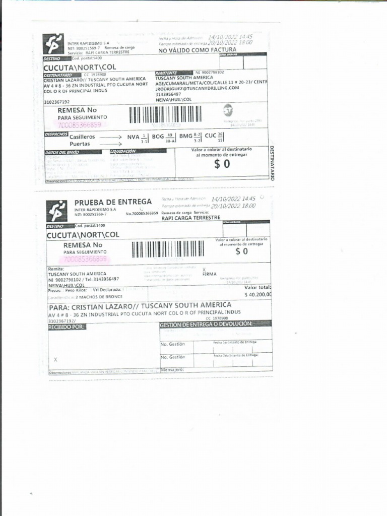 Guía Inter Rapidísimo | PDF