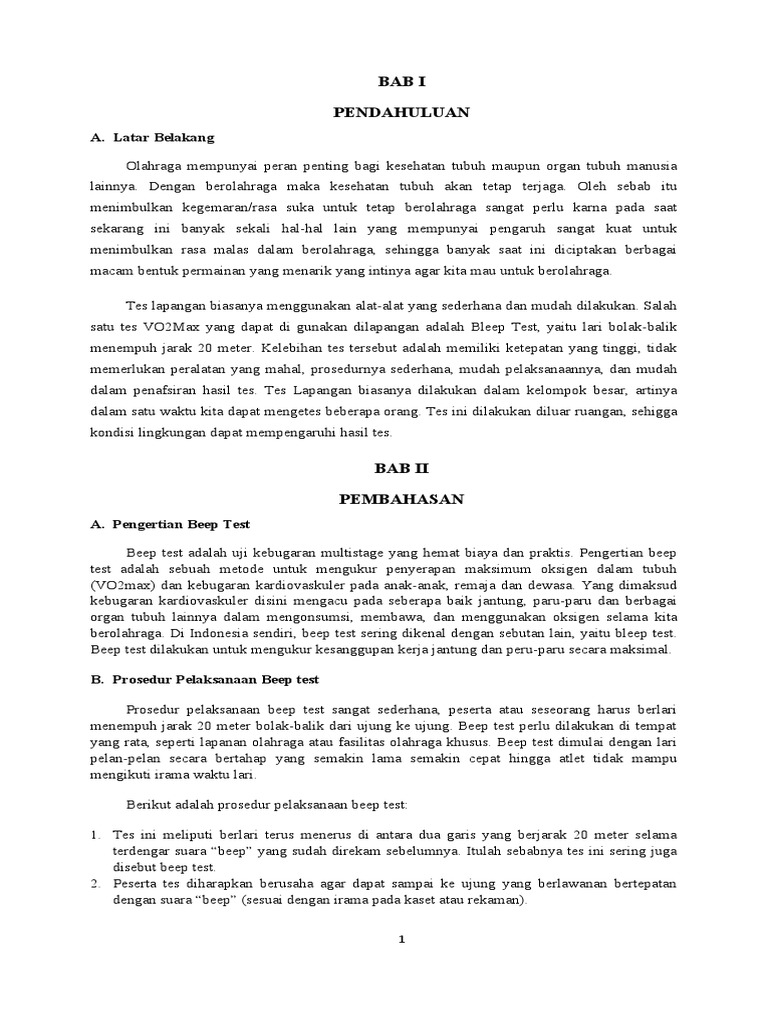 MAKALAH PJOK Beep Test | PDF