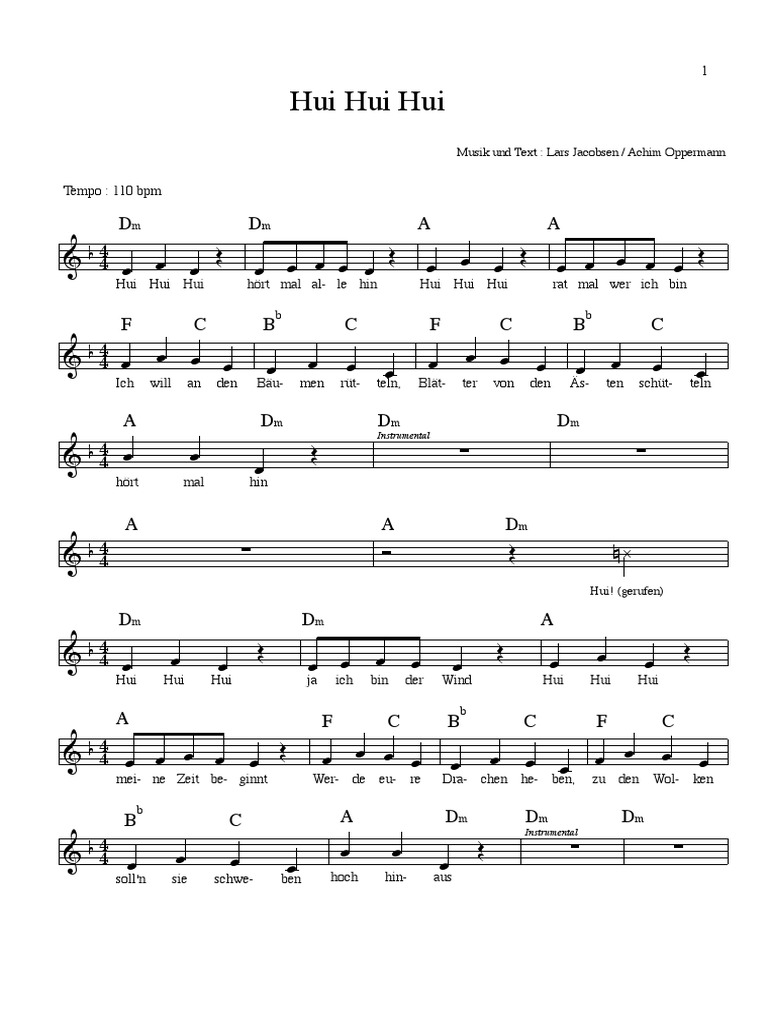 Hui Hui Hui Score | PDF