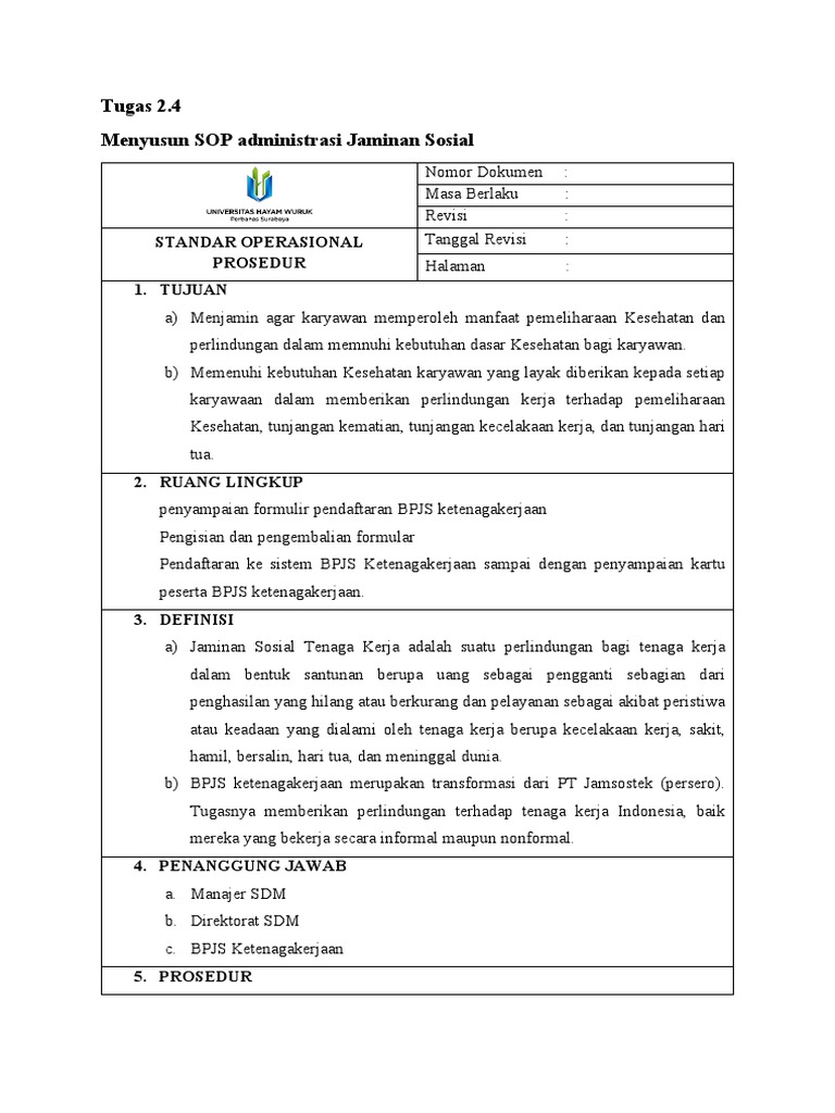 Ike Oktavia - Tugas 2.4 - R - SOP Administrasi Jaminan Sosial | PDF