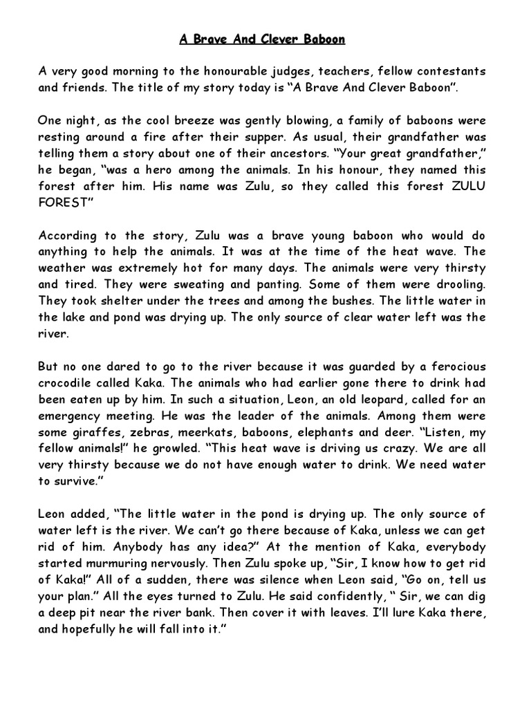 A Brave and Clever Baboon | PDF