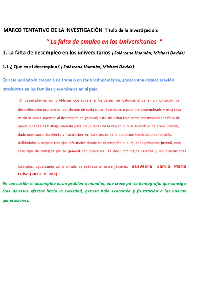 Ejemplo Del Esquema Tentativo de La Investigación Inicial | PDF ...