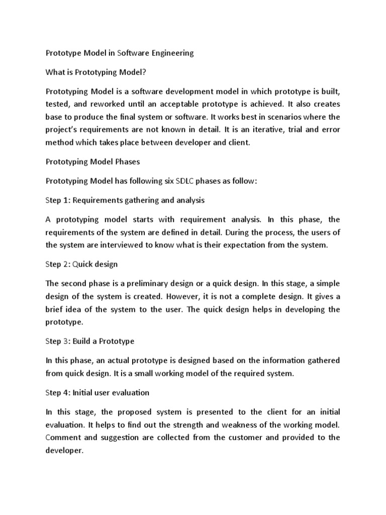 Prototype Model in Software Engineering | PDF | Prototype | Software ...