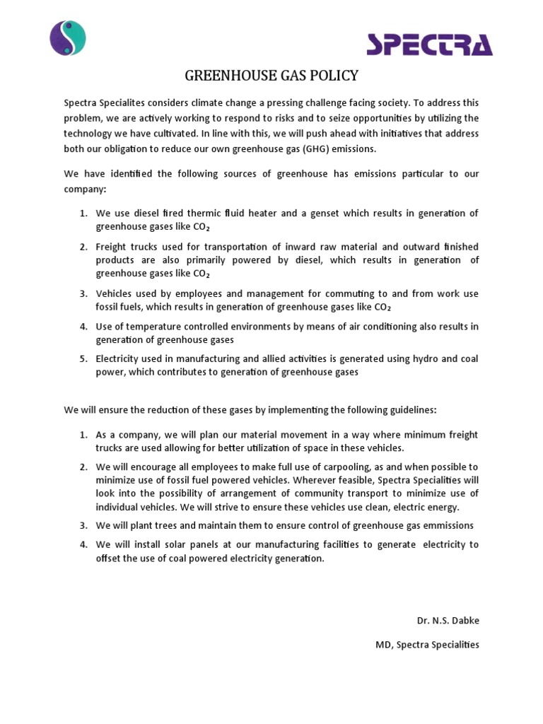 Greenhouse Gas Policy | PDF | Technology & Engineering
