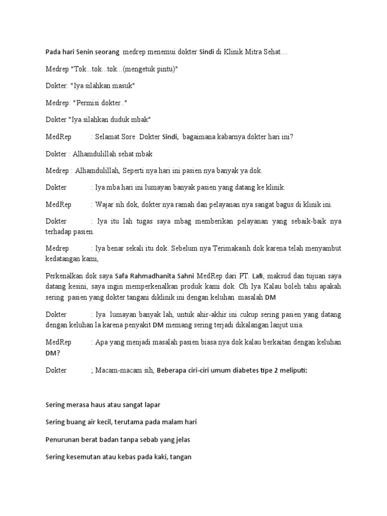 Percakapan Medrep dan Dokter tentang Obat | PDF