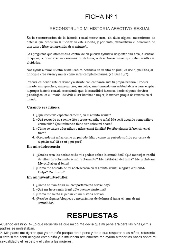 Ficha 1 Reconstruyo Mi Historia Afectivo Sexual Pdf Adolescencia