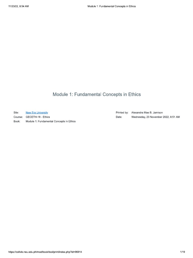 Module 1 - Fundamental Concepts in Ethics | PDF