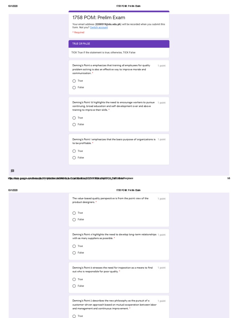 1758 POM Prelim Exam Part 3 PDF | Download Free PDF | Behavioural ...