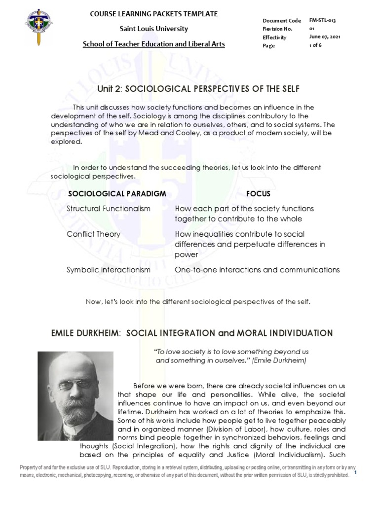 Module I Unit 2 EXPLAIN | PDF | Sociology | Émile Durkheim