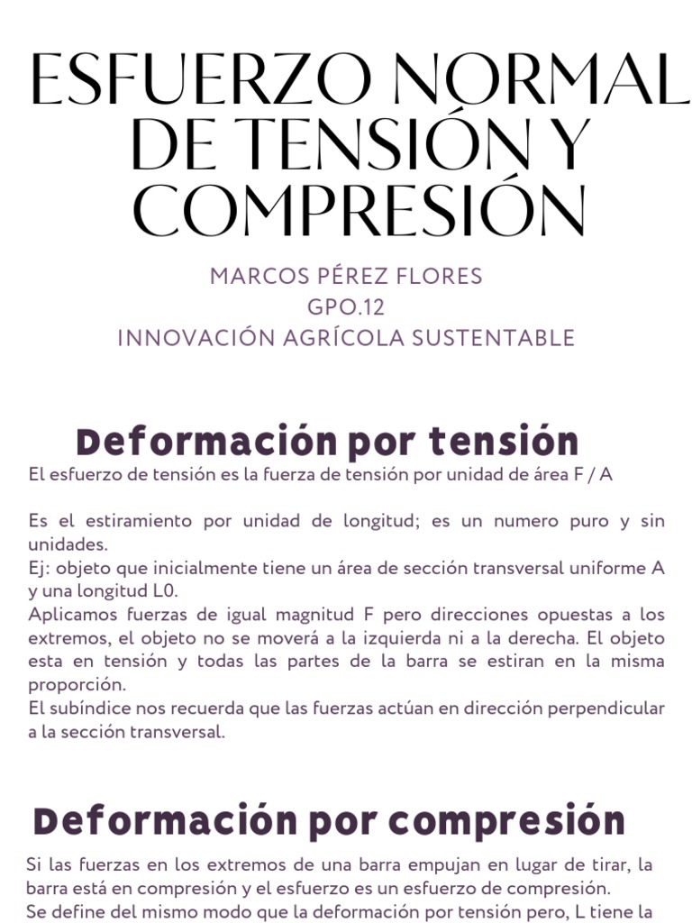 Esfuerzo Normal de Tensión y Compresión. | PDF