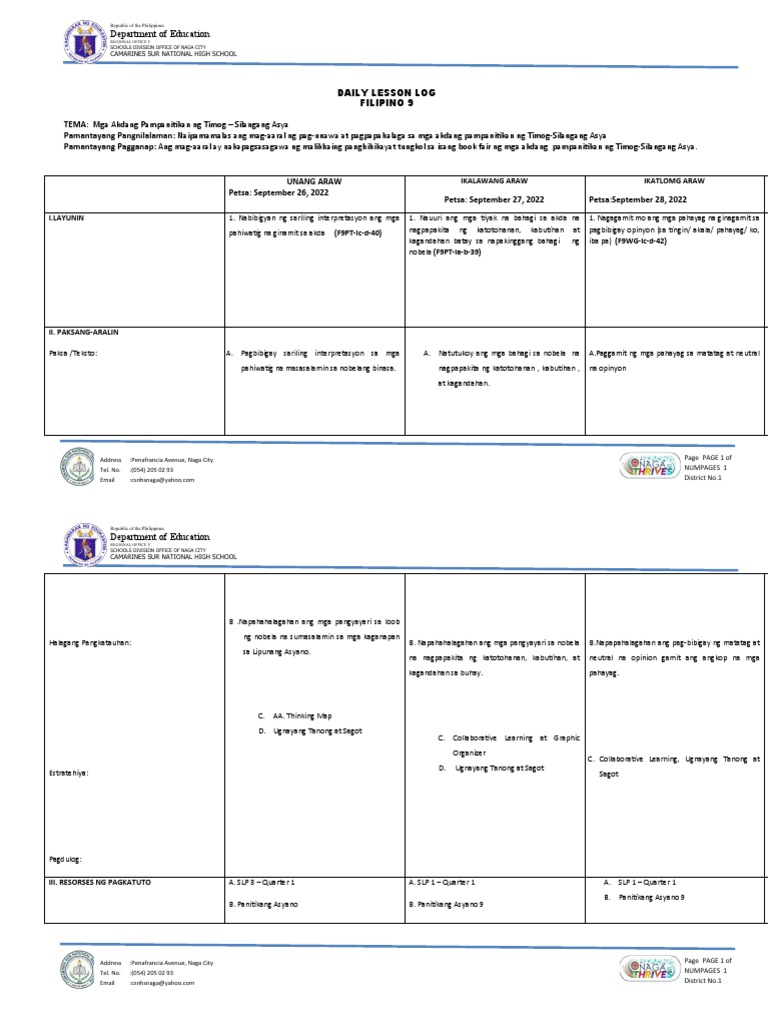 Daily Lesson Log - Week 3 | PDF
