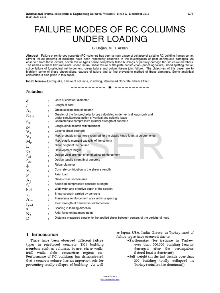 Ijser: Failure Modes of RC Columns Under Loading | PDF | Strength Of ...