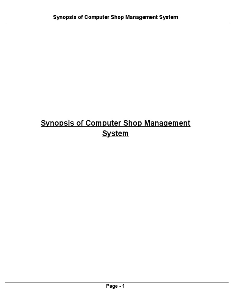 PDF Synopsis of Computer Shop Management System DL | PDF | Databases ... PDF Synopsis of Computer Shop Management System DL | PDF | Databases ...