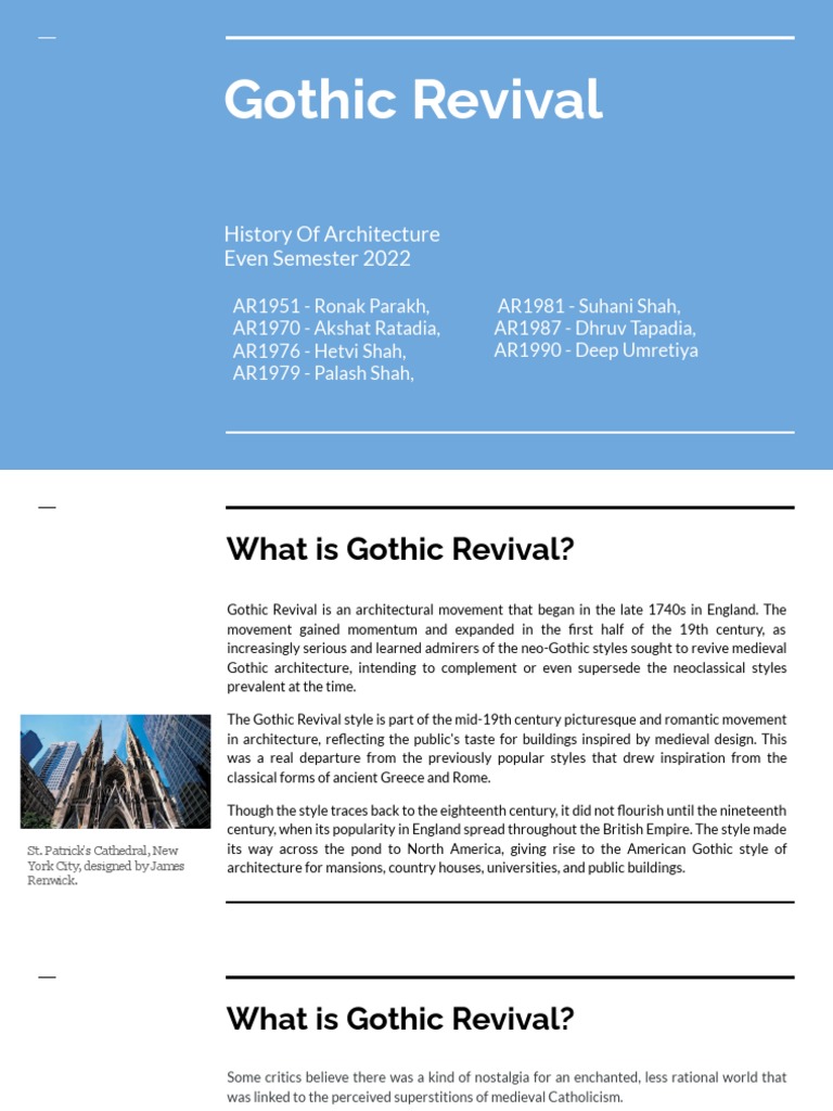 Gothic Revival HA SEM 6 | PDF | Gothic Architecture | Palace Of Westminster