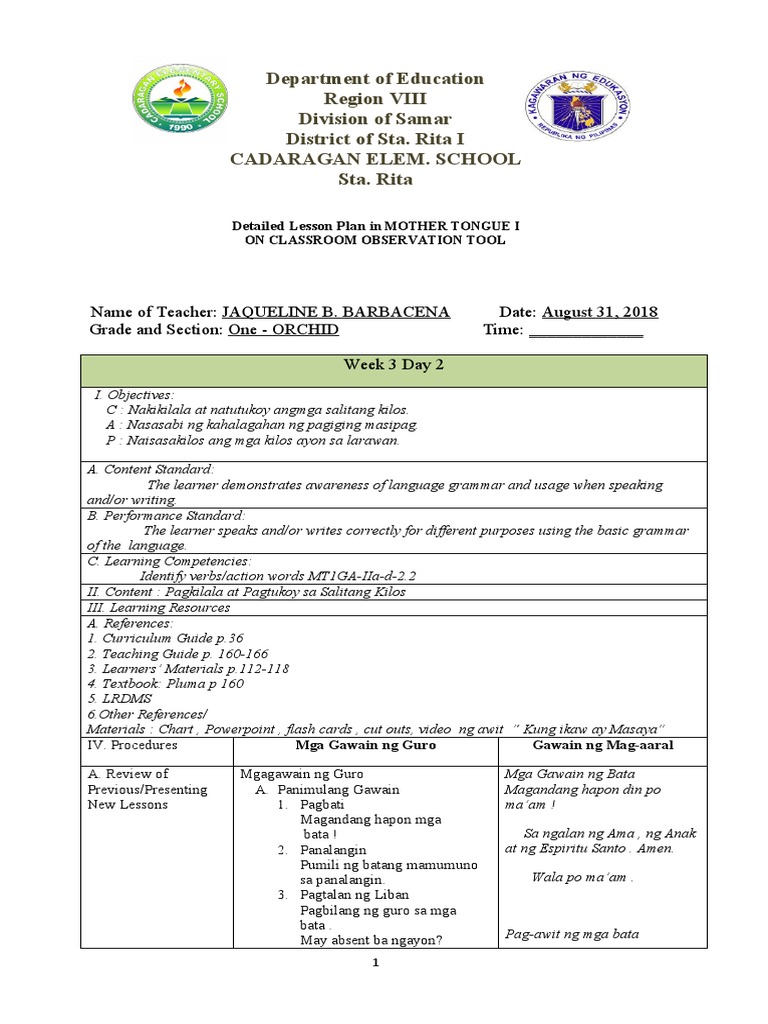 Cot - MTB Salitang Kilos | PDF