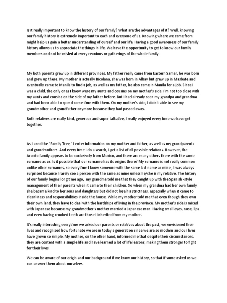 Importance of family history and learning about ancestors | PDF ...