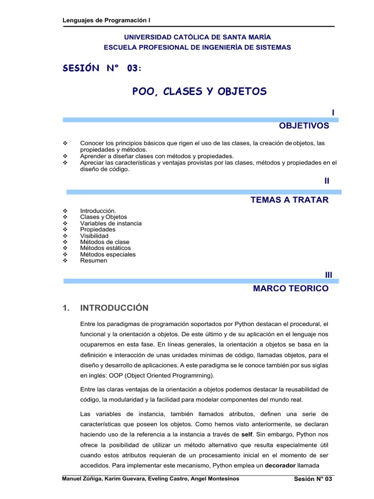 Principios básicos de POO en Python: clases, objetos, métodos y propiedades | PDF | Objeto ...