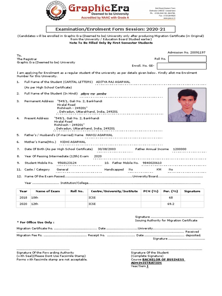 Report Enrollment Form GEU | PDF | Educational Stages