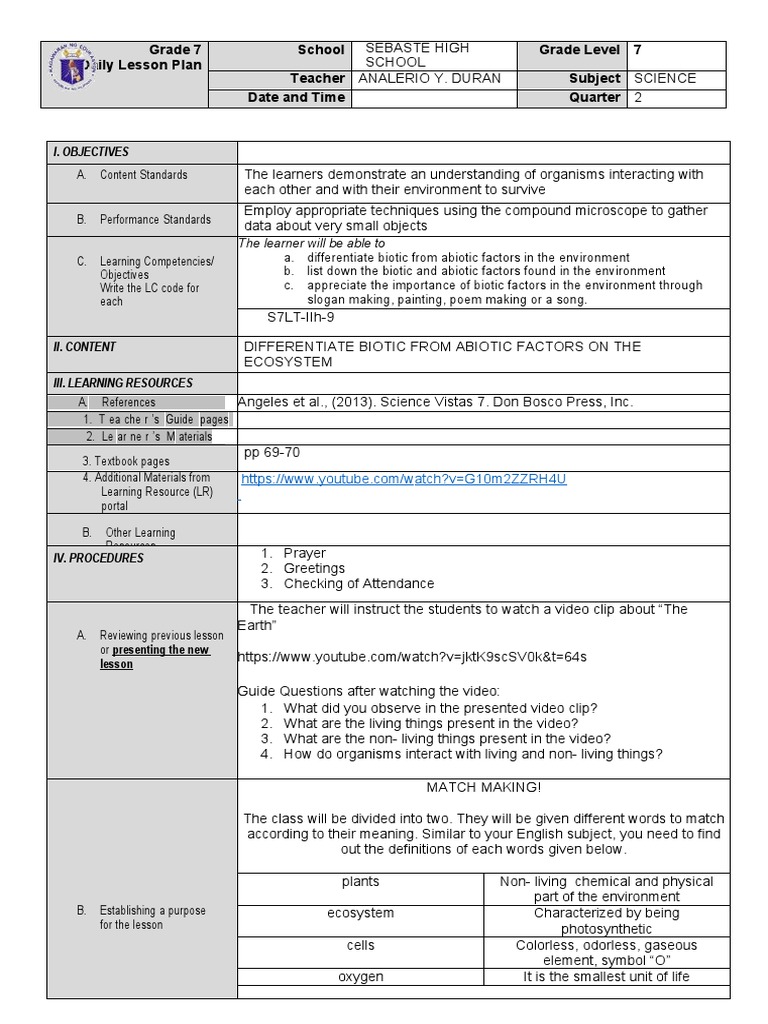 BIOTIC Grade 7 | PDF | Shadow | Ecosystem