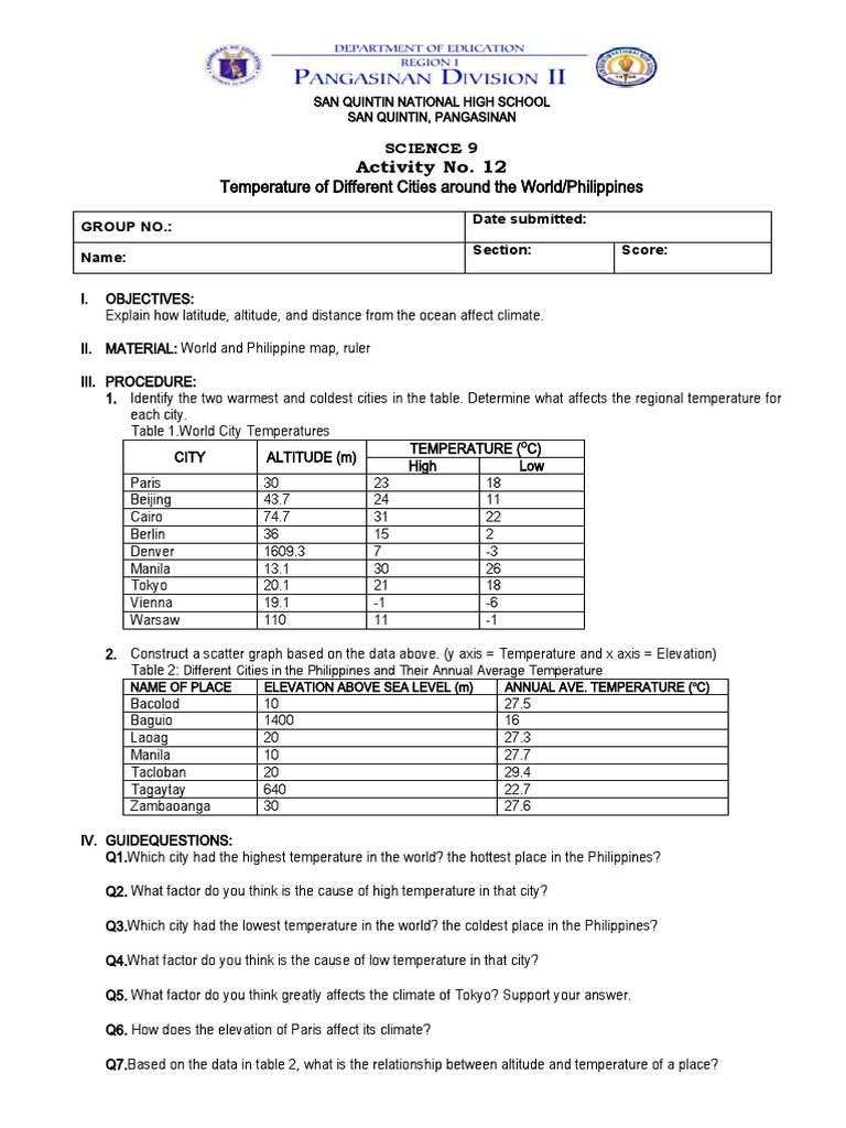 Activity No. 12 - Temperature of Different Cities Around The World ...
