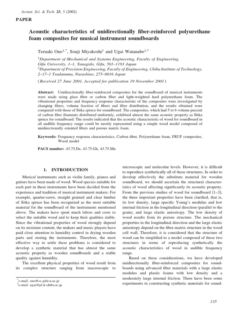 Acoustics Characteristics of Unidirectionally Fiber Reinforced ...