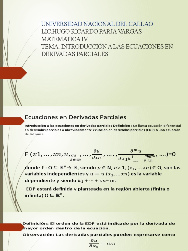 Ecuaciones Diferenciales en Derivadas Parciales | PDF | Ecuación diferencial parcial | Ecuaciones
