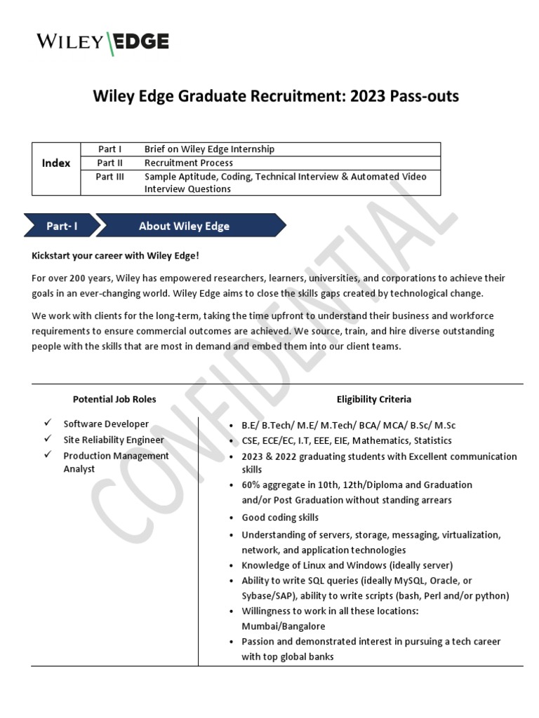 Wiley Edge 2023 Graduate Recruitment Guide | PDF | Chef | Computing