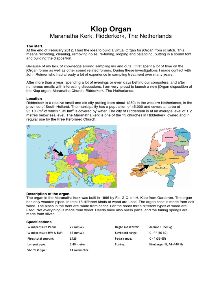 Klop Organ Information | PDF | Microphone | Sound