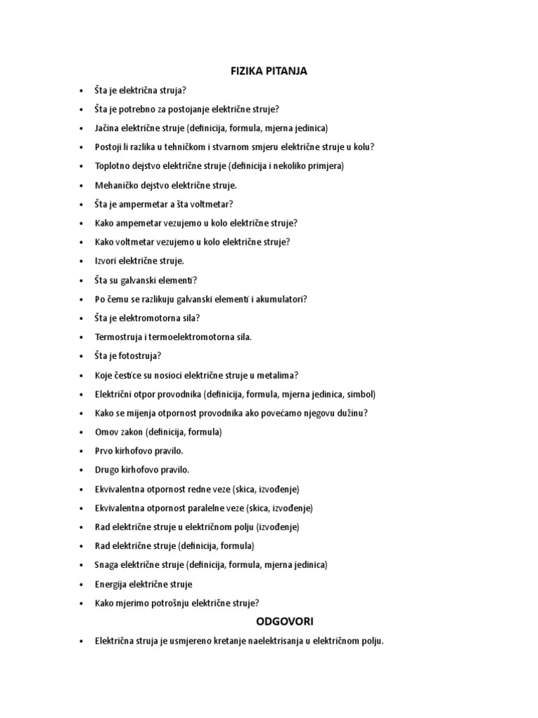 Fizika Pitanja | PDF