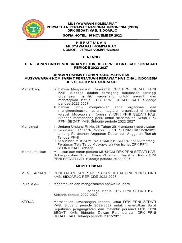 11 - SK 06 Ketua DPK Terpilih | PDF